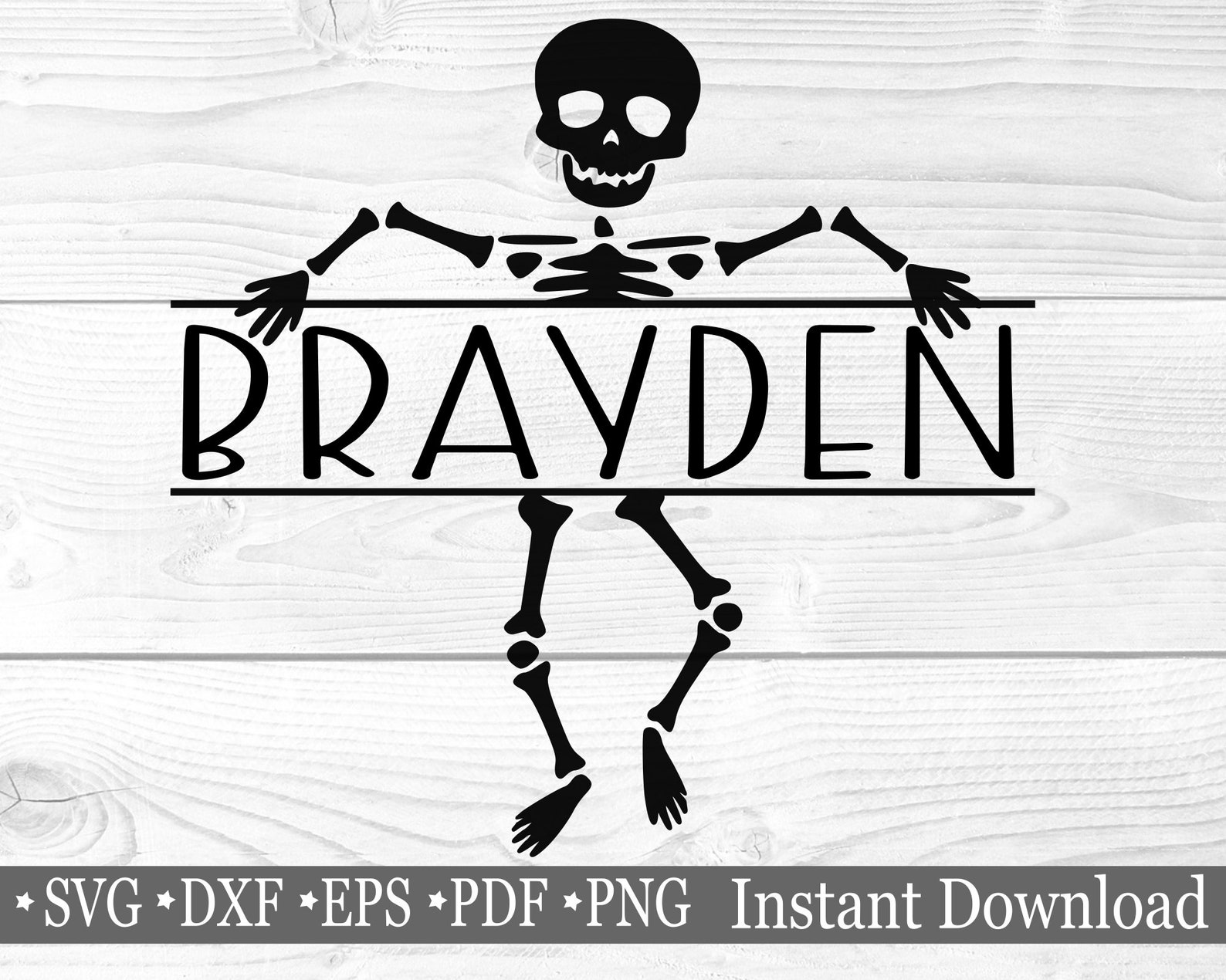 Skeleton Split Name Frame SVG: Halloween Monogram Cut File - Etsy