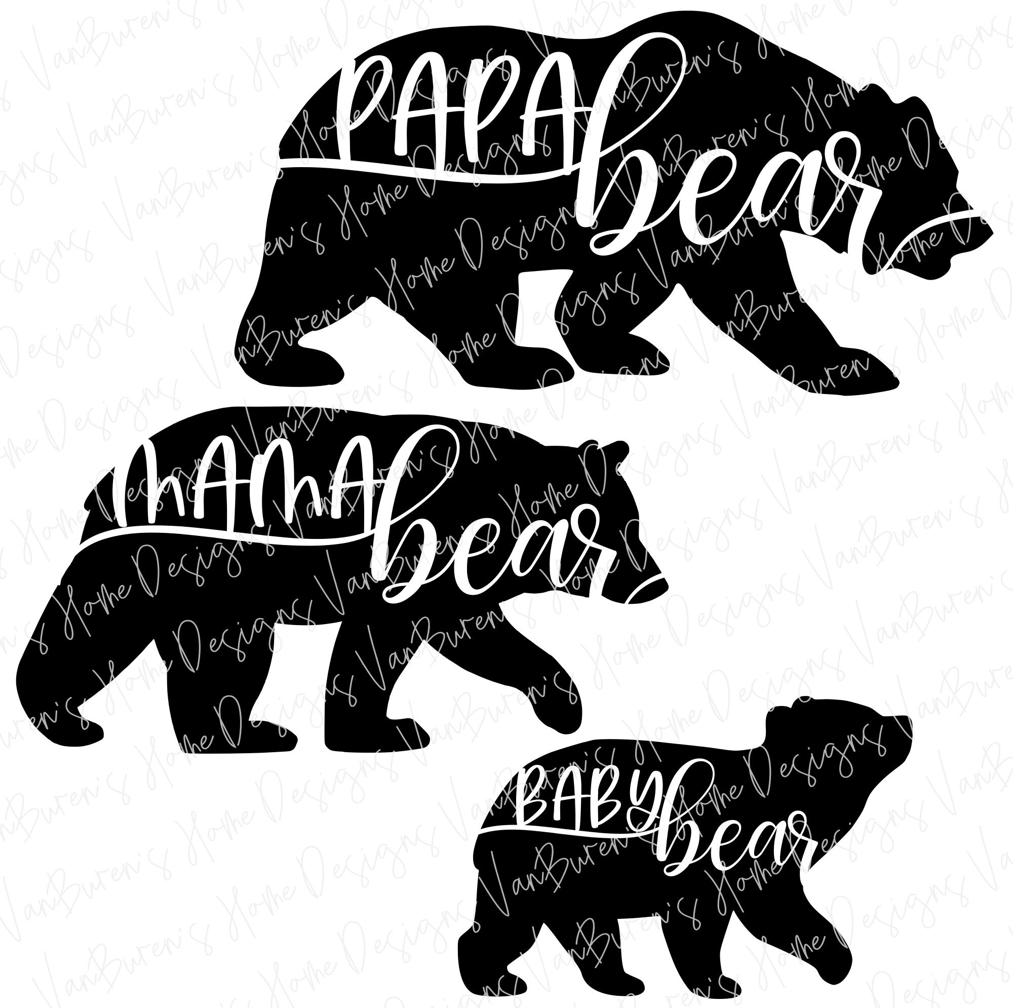 Family Bear SVG: Mama, Papa, Baby Bear Clipart (digital Download) - Etsy