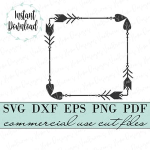 Arrow Frame SVG, Arrow Svg Designs, Square Frame Svg Files, Tribal ...