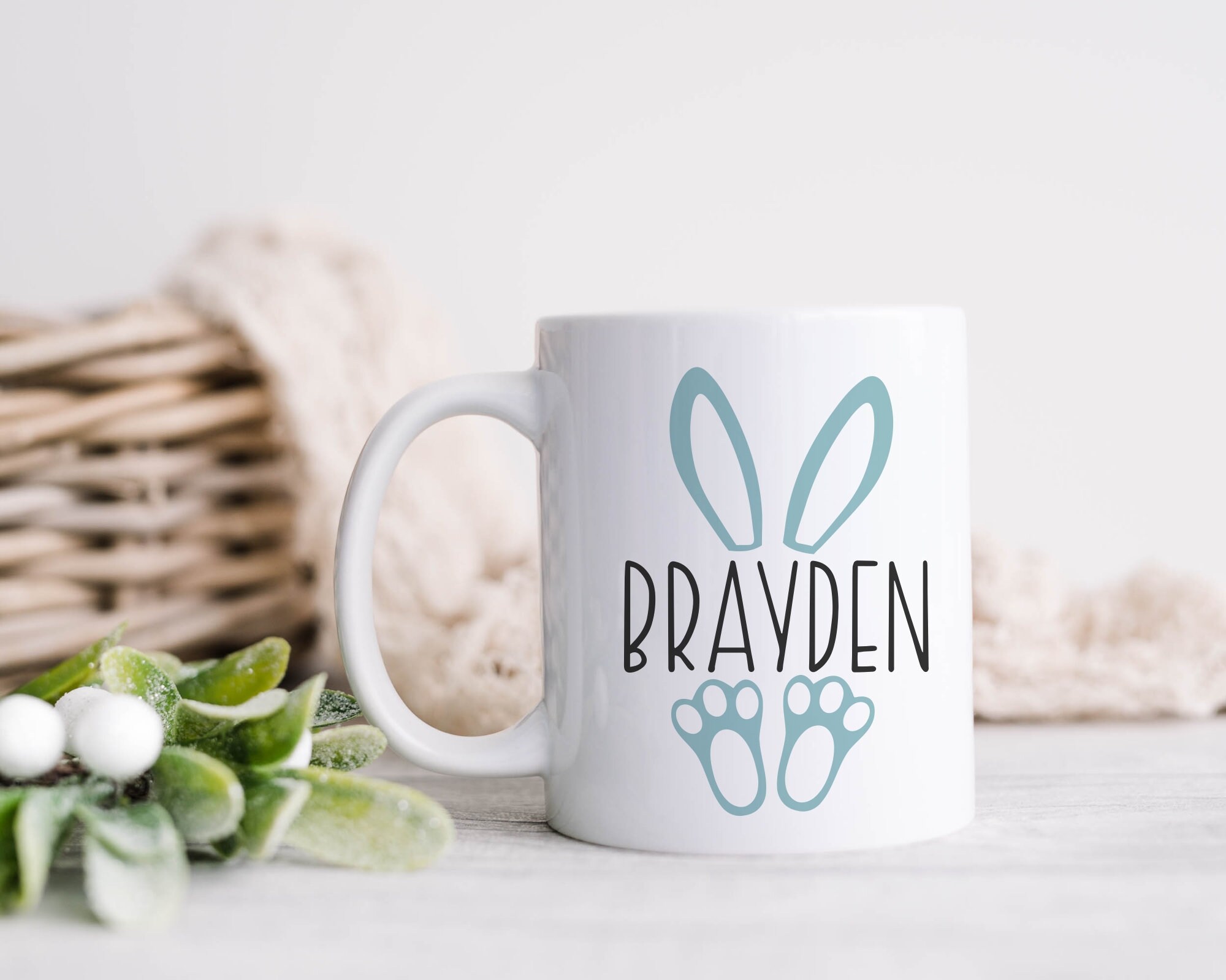 Rabbit Name Tag SVG: Easter Bunny Ears, Split Name Frame (digital ...