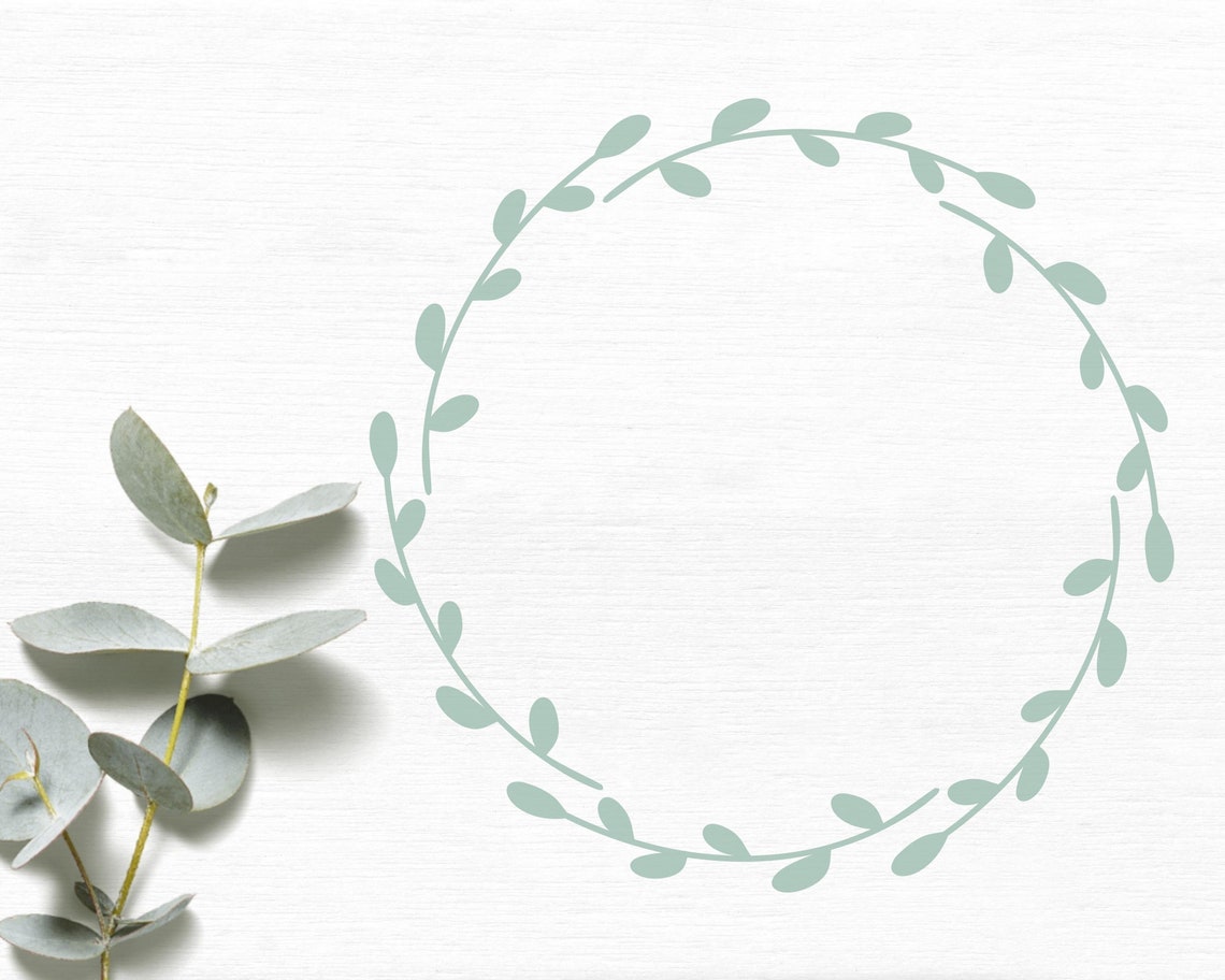 Wreath SVG Cut File Branch Leaves SVG Monogram Border SVG - Etsy