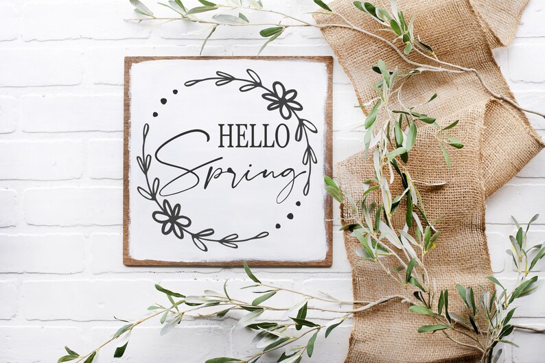 Hello Spring Wreath Vector File for Commercial Use - Etsy