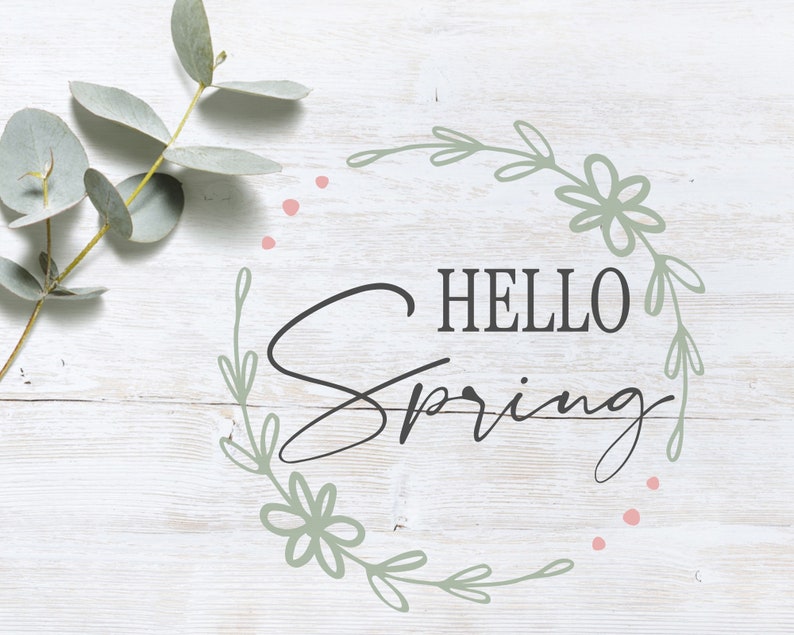 Hello Spring Wreath Vector File for Commercial Use - Etsy