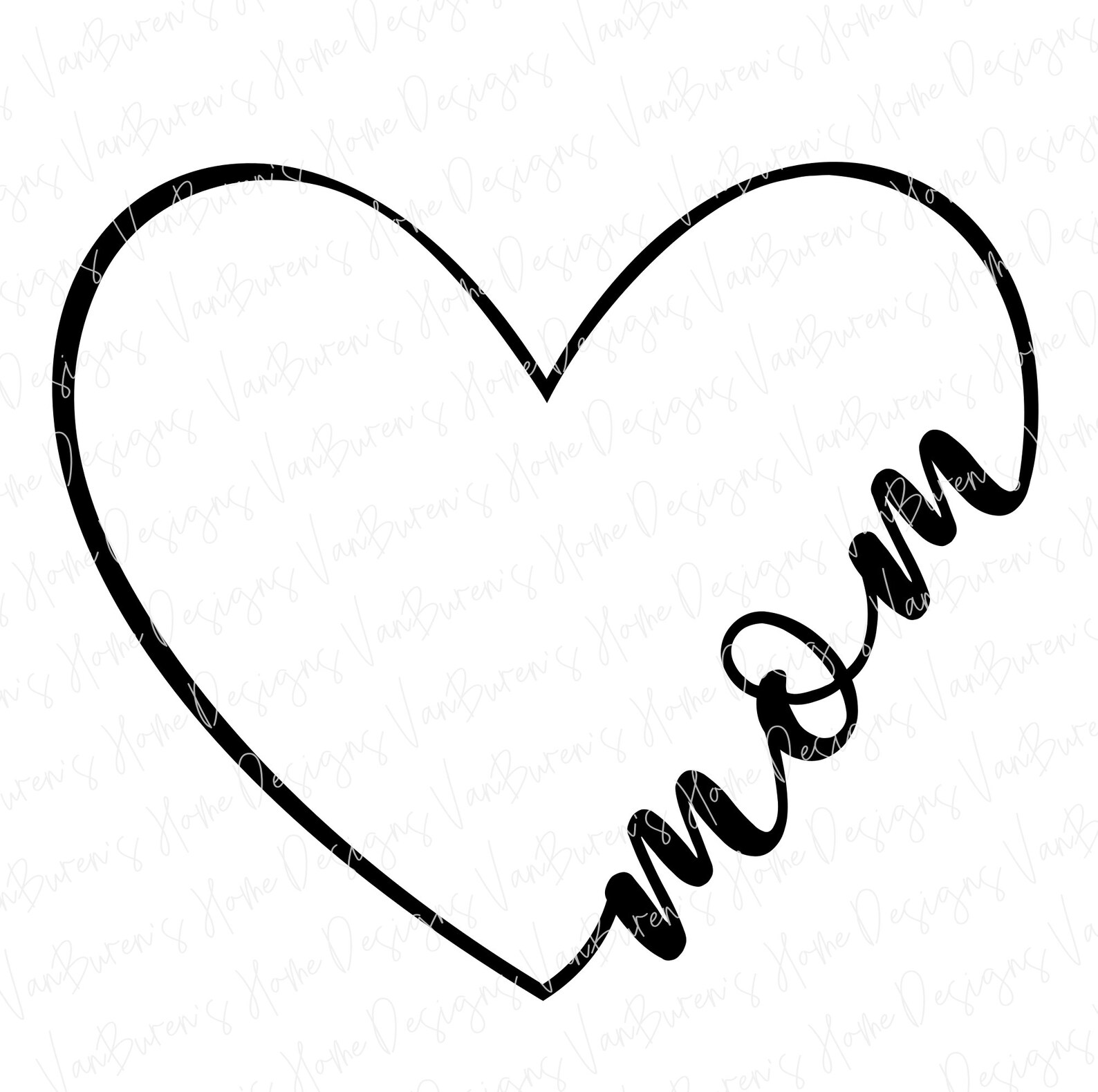 Mom Heart Cut File Formats Svg Dxf Eps Png and Pdf - Etsy