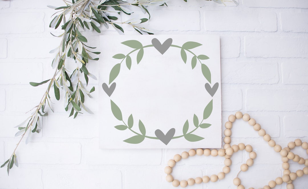 Heart Wreath SVG, Circle Monogram SVG, Border SVG, Valentines Wreath ...