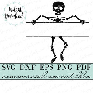 Skeleton Split Name Frame SVG: Halloween Monogram Cut File - Etsy