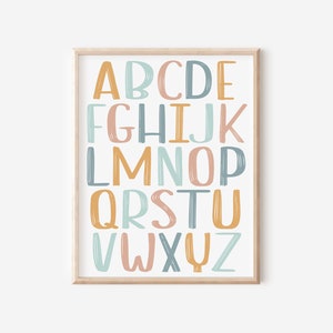 Educational Printable Art Set of 3, Rainbow Alphabet, Rainbow Numbers ...
