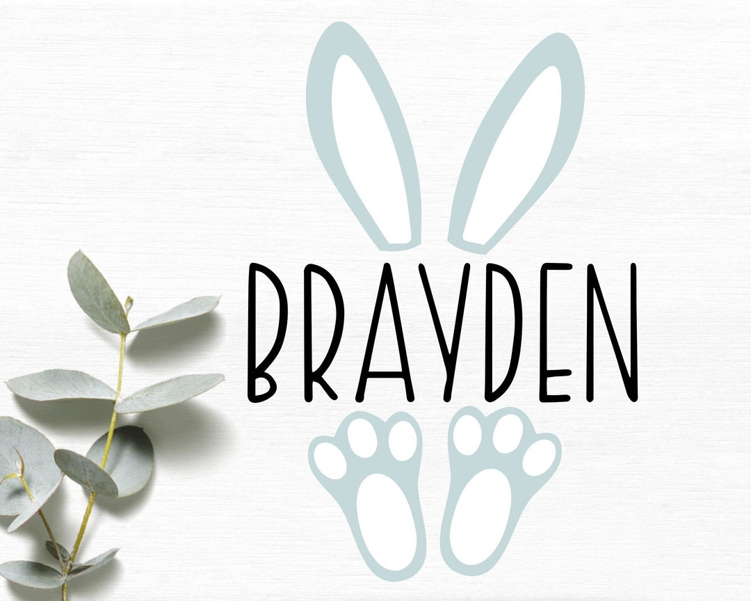 Rabbit Name Tag SVG: Easter Bunny Ears, Split Name Frame (digital ...