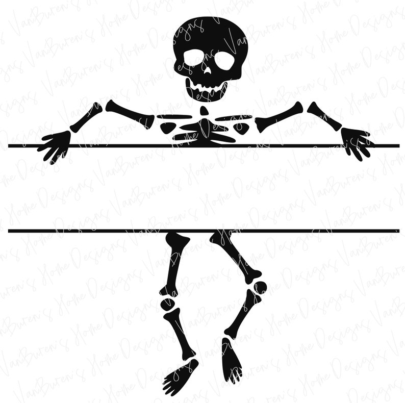 Skeleton Split Name Frame SVG: Halloween Monogram Cut File - Etsy