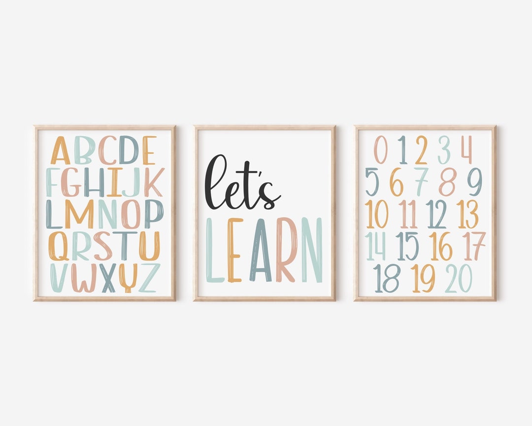 Educational Printable Art Set of 3 Rainbow Alphabet Rainbow - Etsy