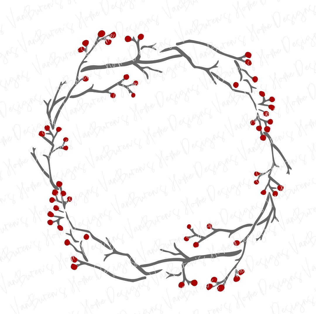 Berry Wreath SVG: Floral Circle Border, Monogram Frame (digital ...