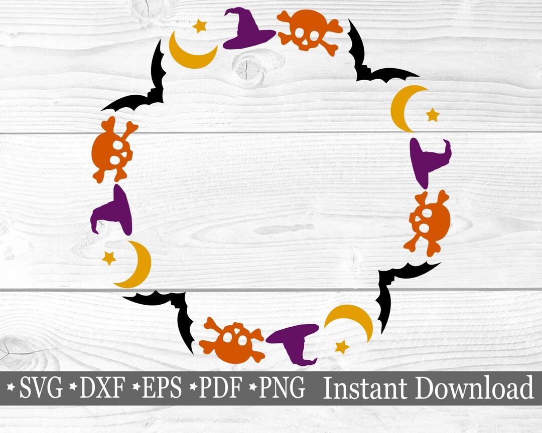 Halloween Circle Wreath Svg, Halloween Border Svg, Witch Svg, Cricut ...