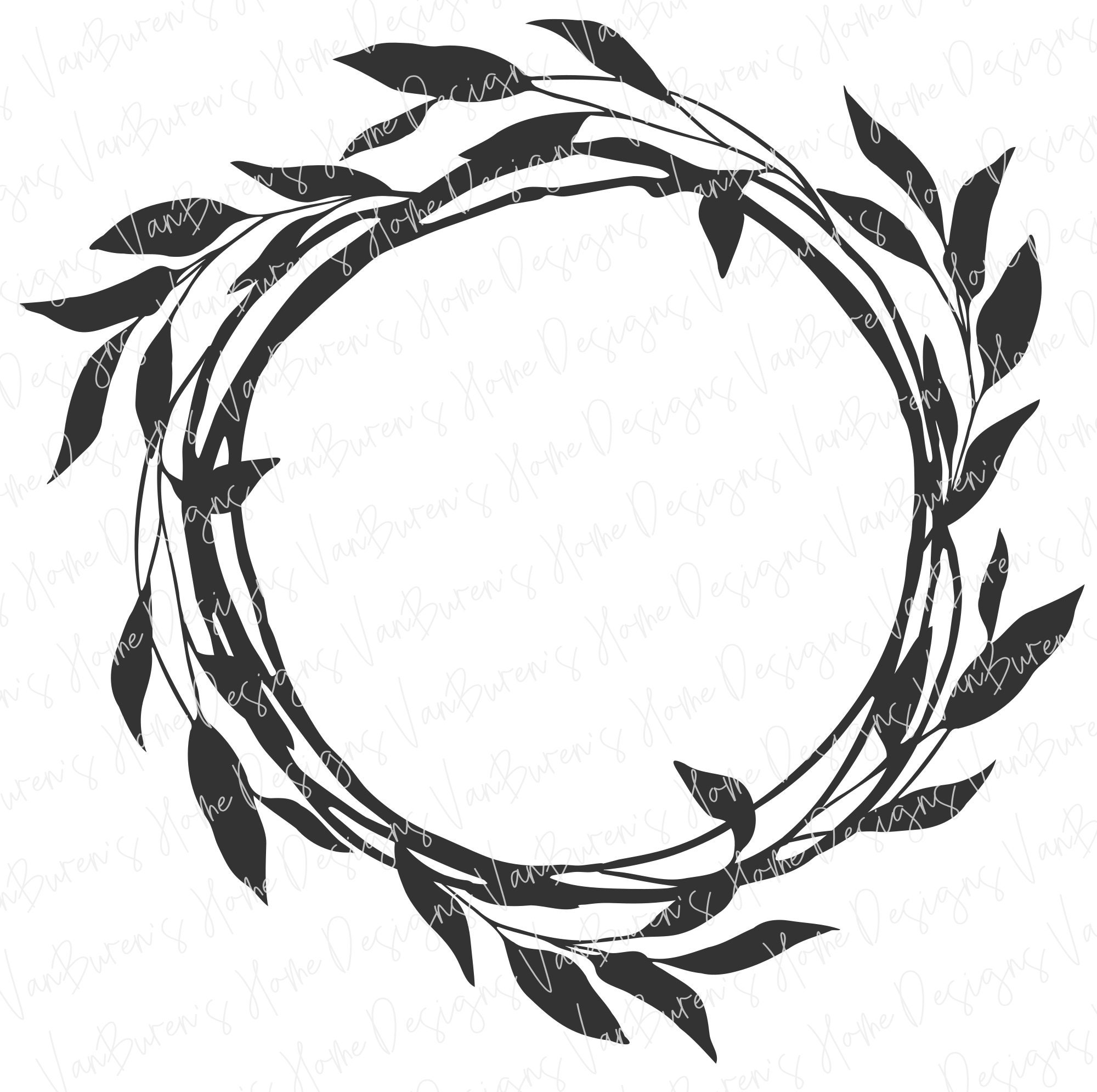 Willow Branch Wreath Laurel Wreath Svg Floral Monogram File - Etsy