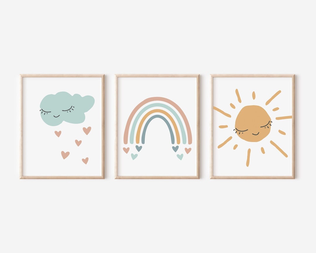 Boho Rainbow Nursery Art Set of 3: Weather Prints (digital Download) - Etsy