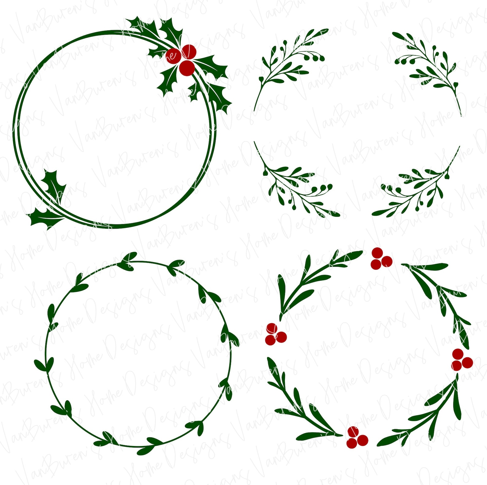 Christmas Wreath Bundle Christmas Wreath SVG Holly Wreath - Etsy