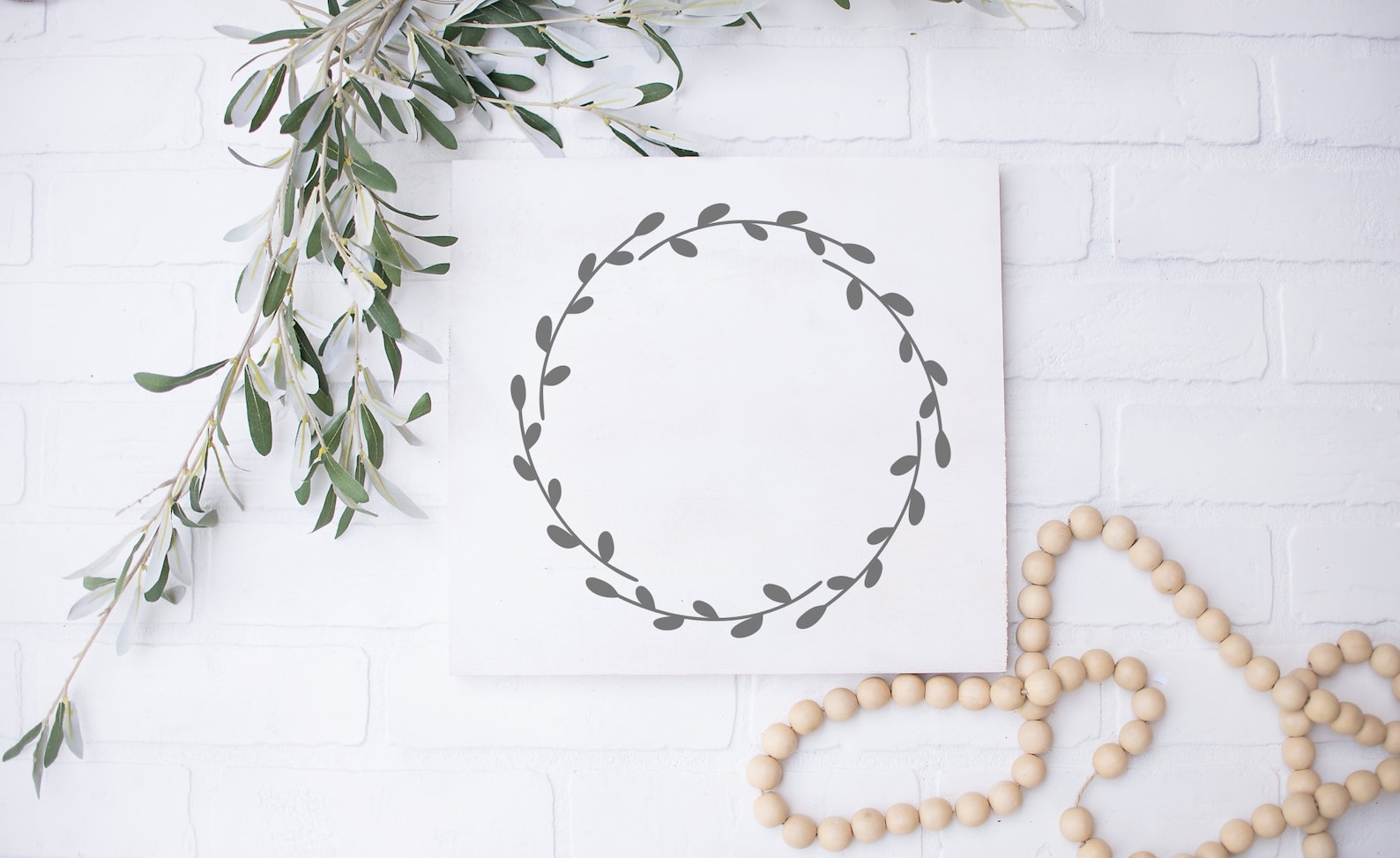 Wreath SVG Cut File Branch Leaves SVG Monogram Border SVG - Etsy