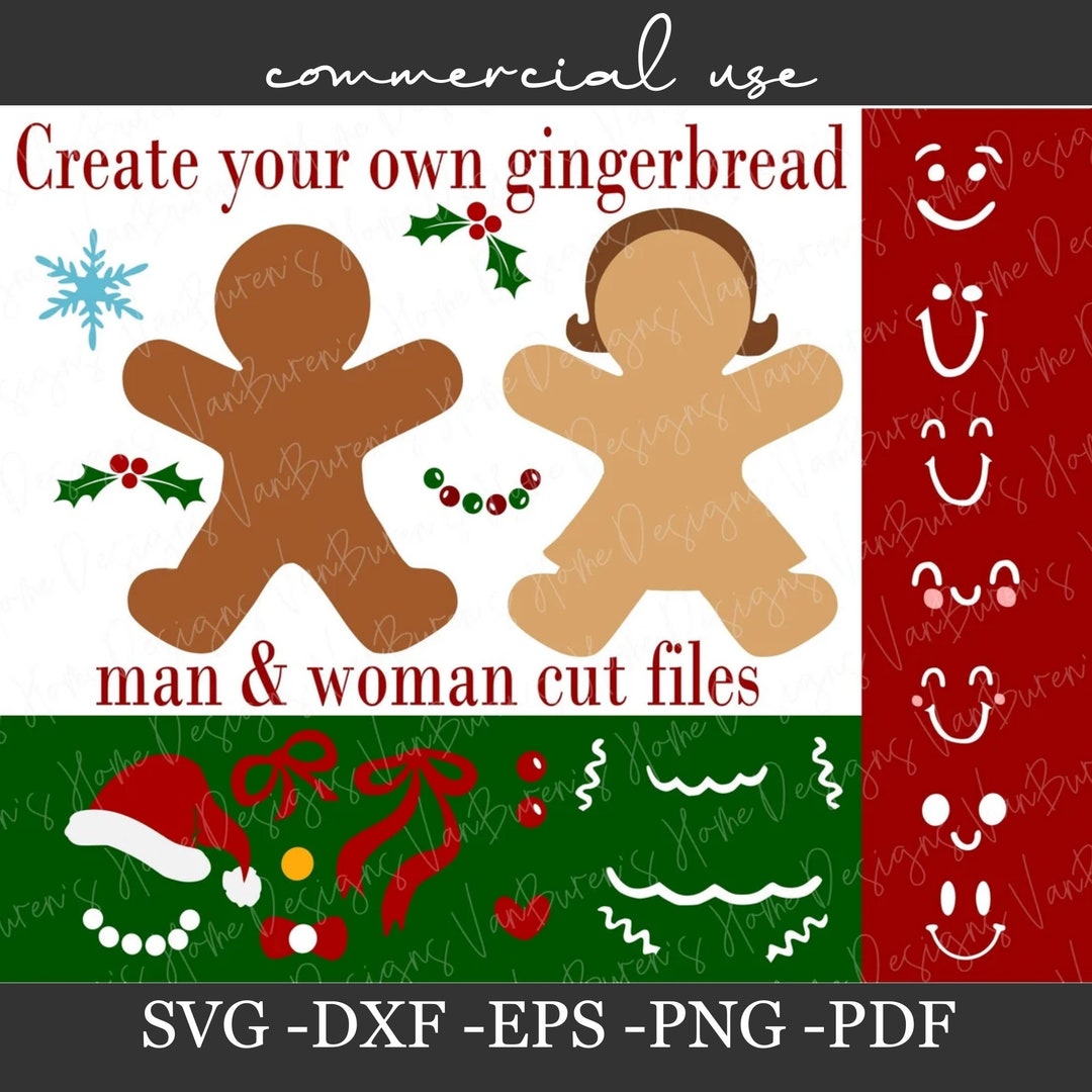 DIY Gingerbread Man & Woman Digital Files, Christmas Gingerbread ...