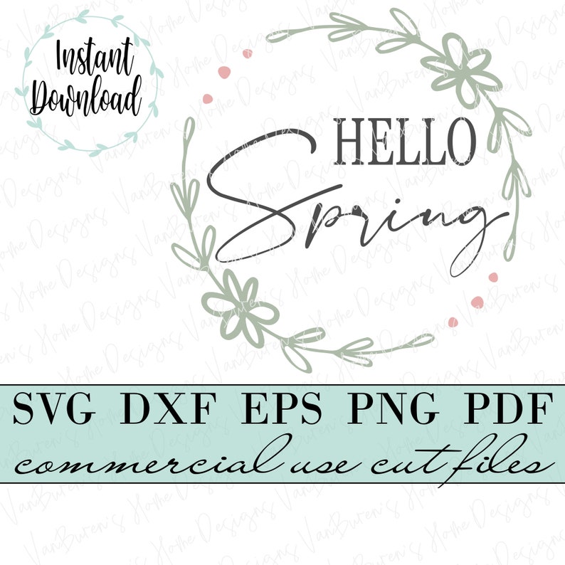 Hello Spring Wreath Vector File for Commercial Use - Etsy