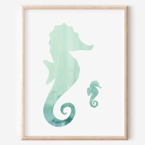 Mom and Baby Seahorse Printable, Nursery Ocean Print, Kids Nautical ...