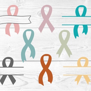 Cancer Awareness Ribbon Cut File Bundle, Awareness Ribbons Svg, Cancer ...