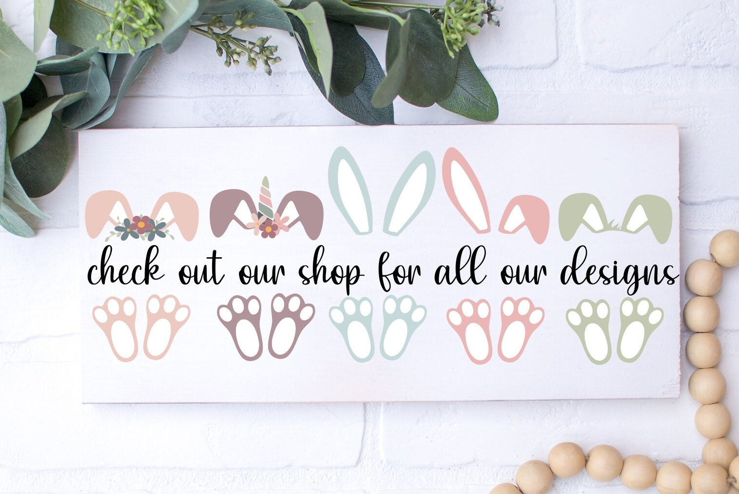 Rabbit Name Tag SVG: Easter Bunny Ears, Split Name Frame (digital ...