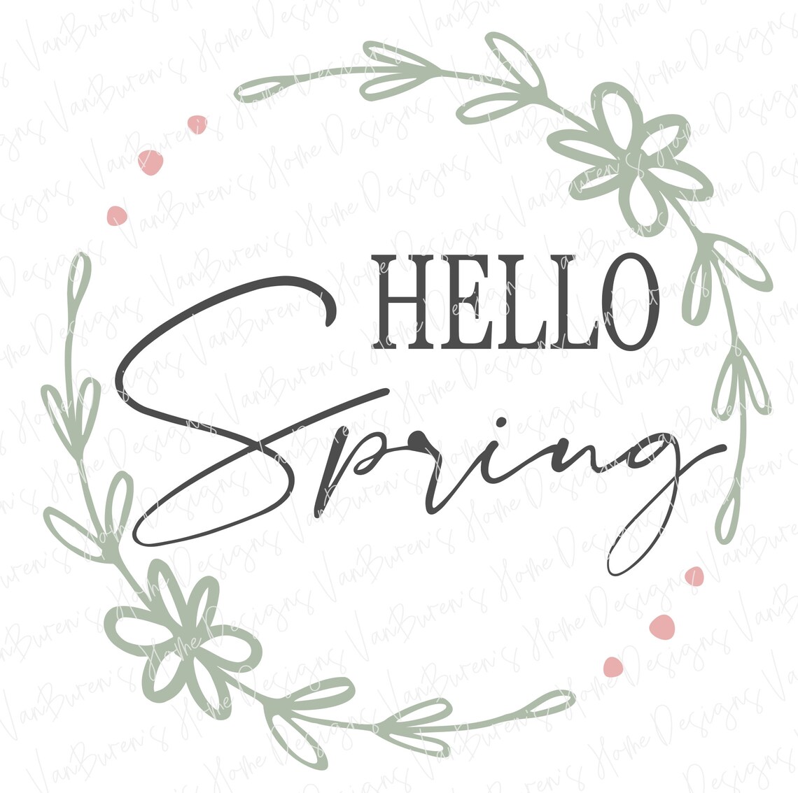 Hello Spring Wreath Vector File for Commercial Use - Etsy