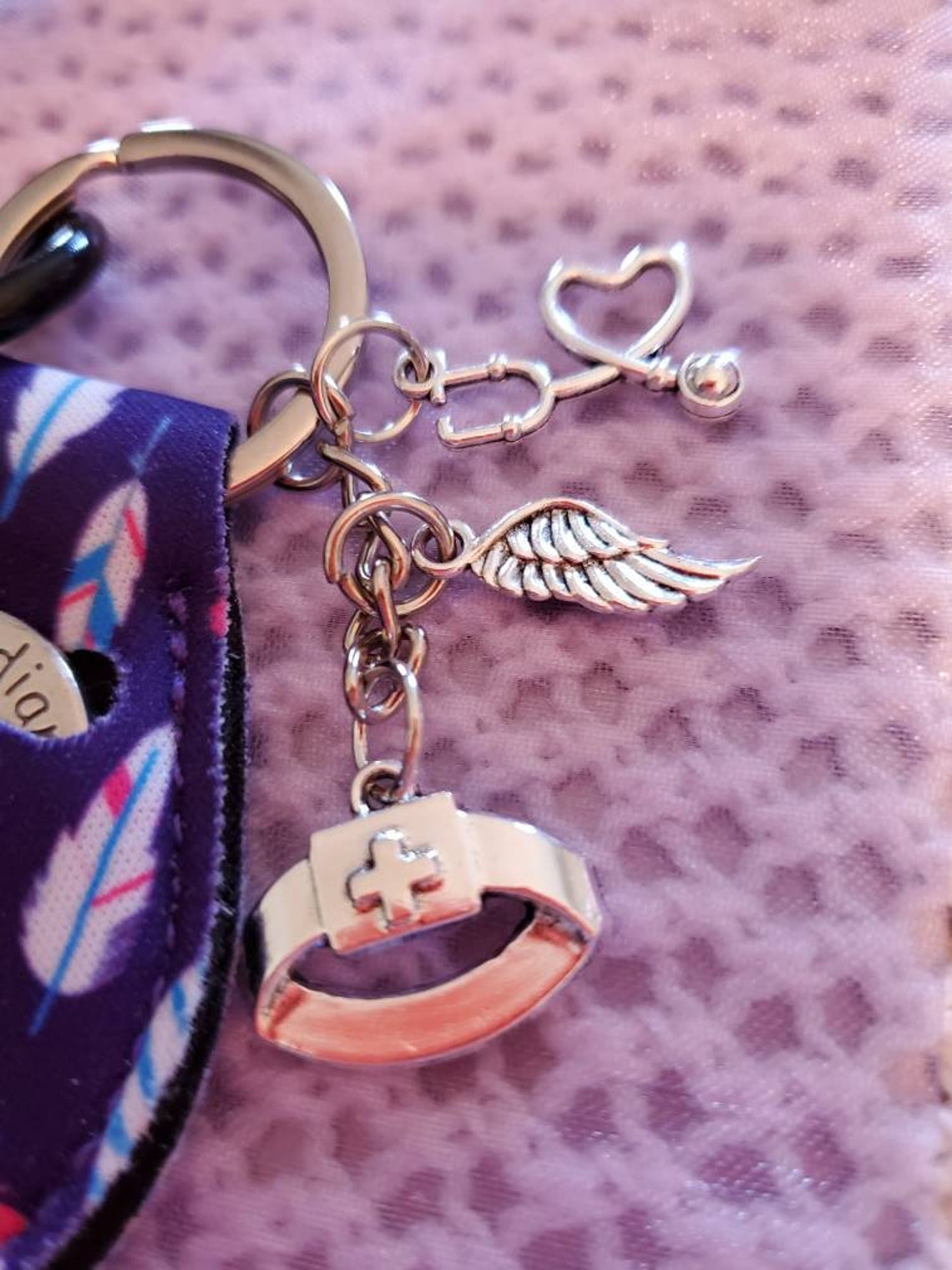 Nurse Guardian Angel Token in Feather Coin Holder With Nurse - Etsy