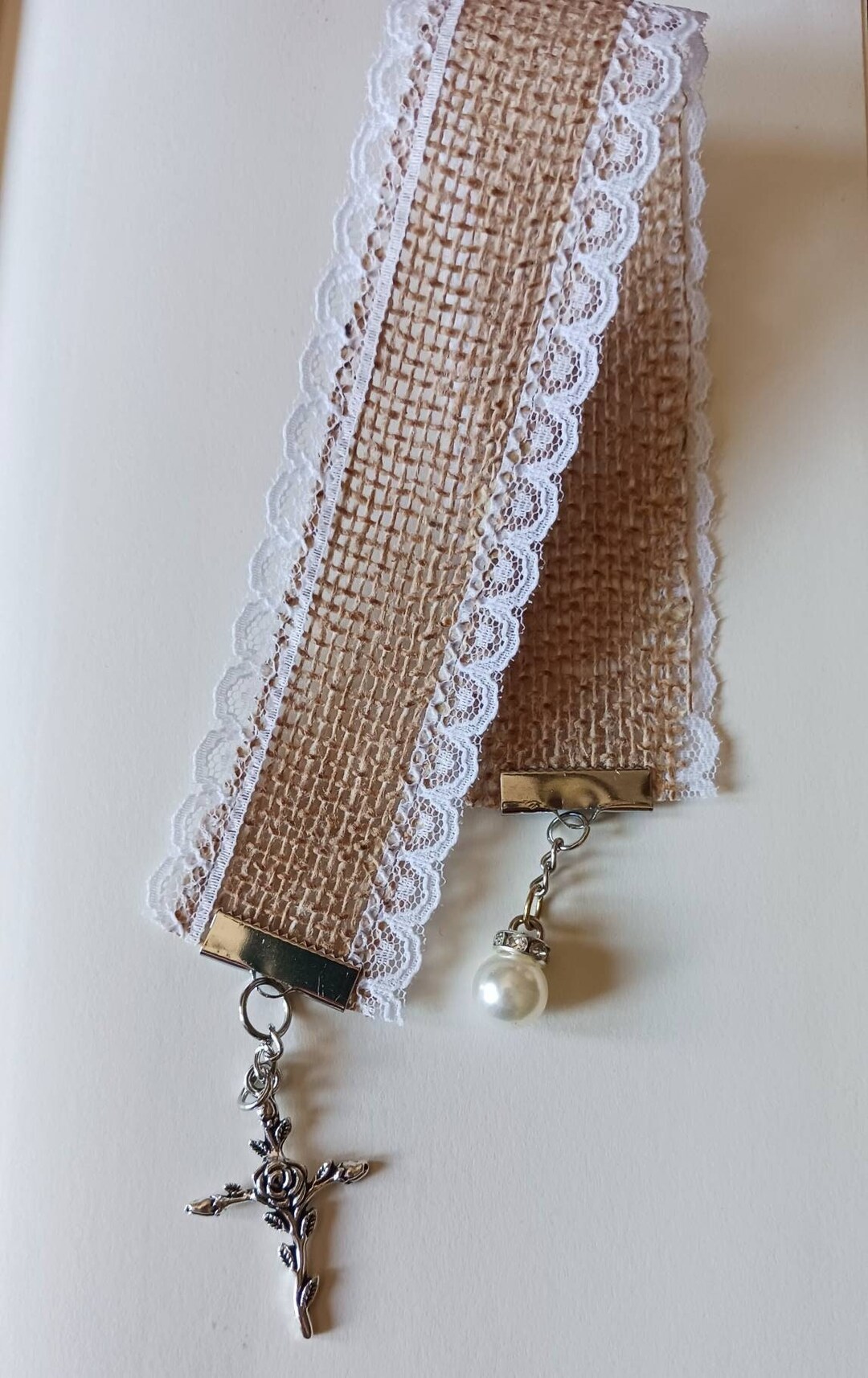 Burlap and Lace Bible Journal Book Bookmark With Charms - Etsy