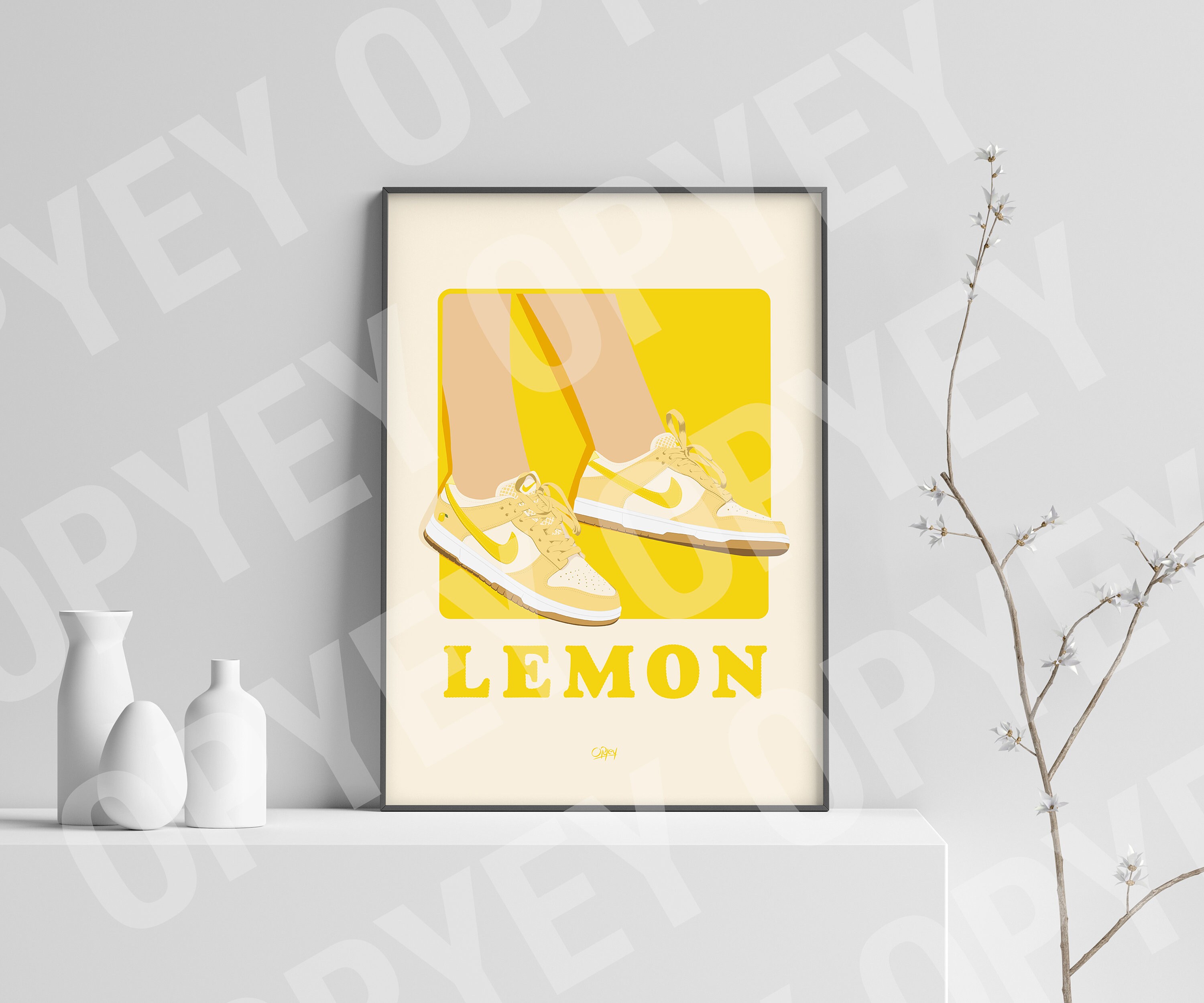 Nike SB Dunk Low Lemon Drop Poster Print, Art Print, Wall Art, Wall ...