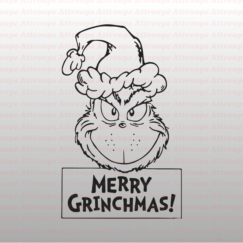 Outline Merry Grinchmas Christmas Dr Seuss Svg 1 Svg Dxf Etsy
