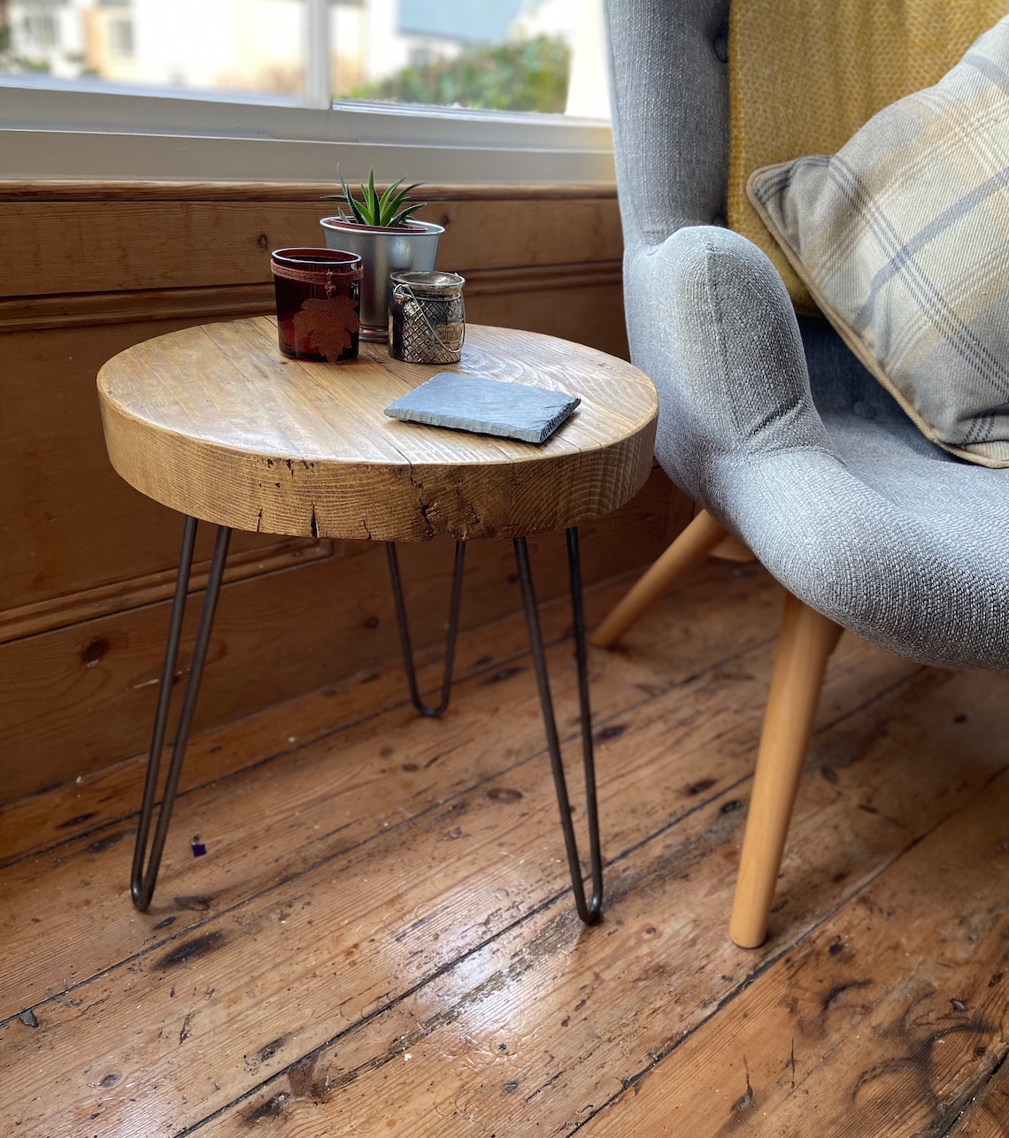 Handcrafted Rustic Wooden Round Side Table Furniture - Etsy UK
