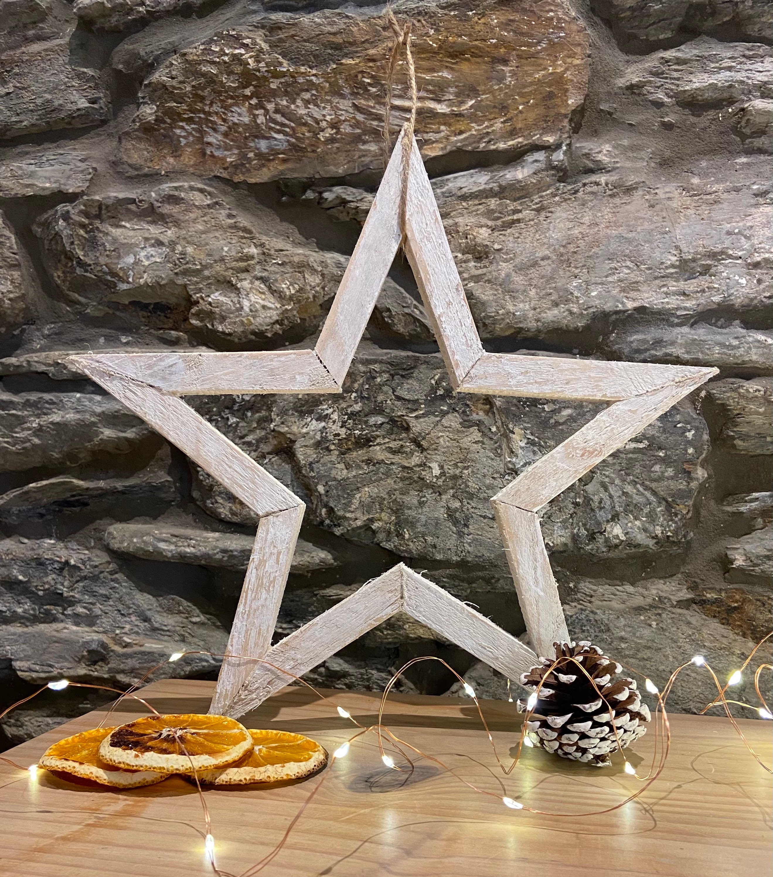 Handcrafted Rustic Wooden Star Hanging Star Christmas | Etsy UK