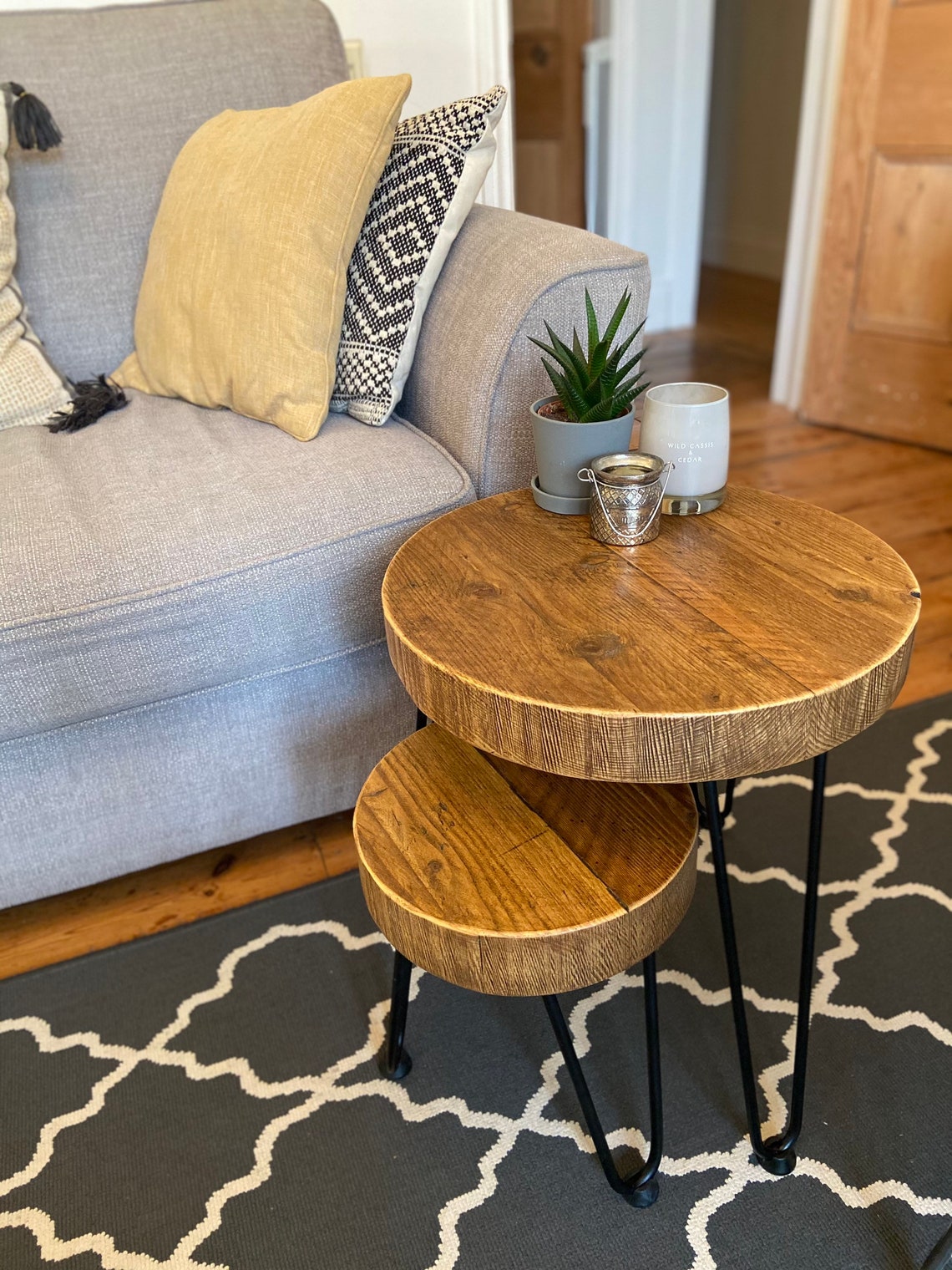 Handcrafted Rustic Round Nest of Tables Scaffold Board - Etsy UK