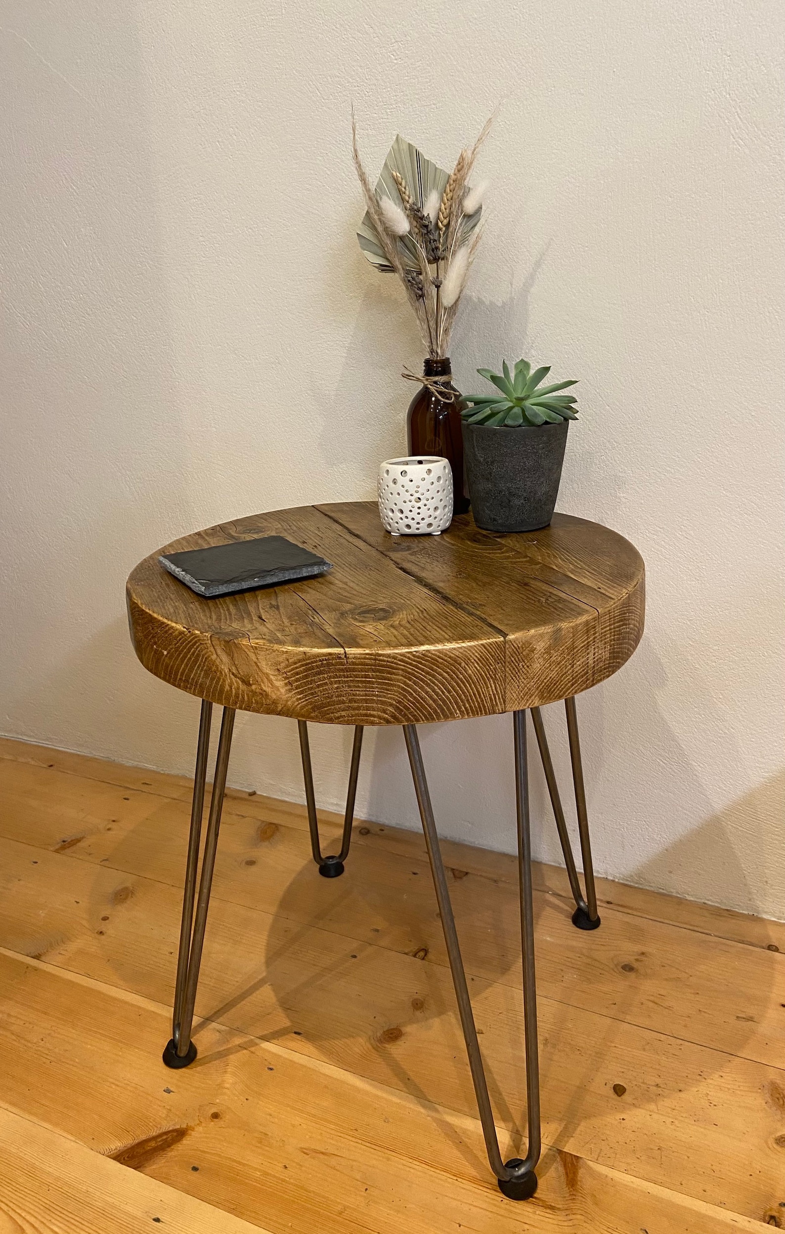 Handcrafted Rustic Wooden Round Side Table Furniture | Etsy UK