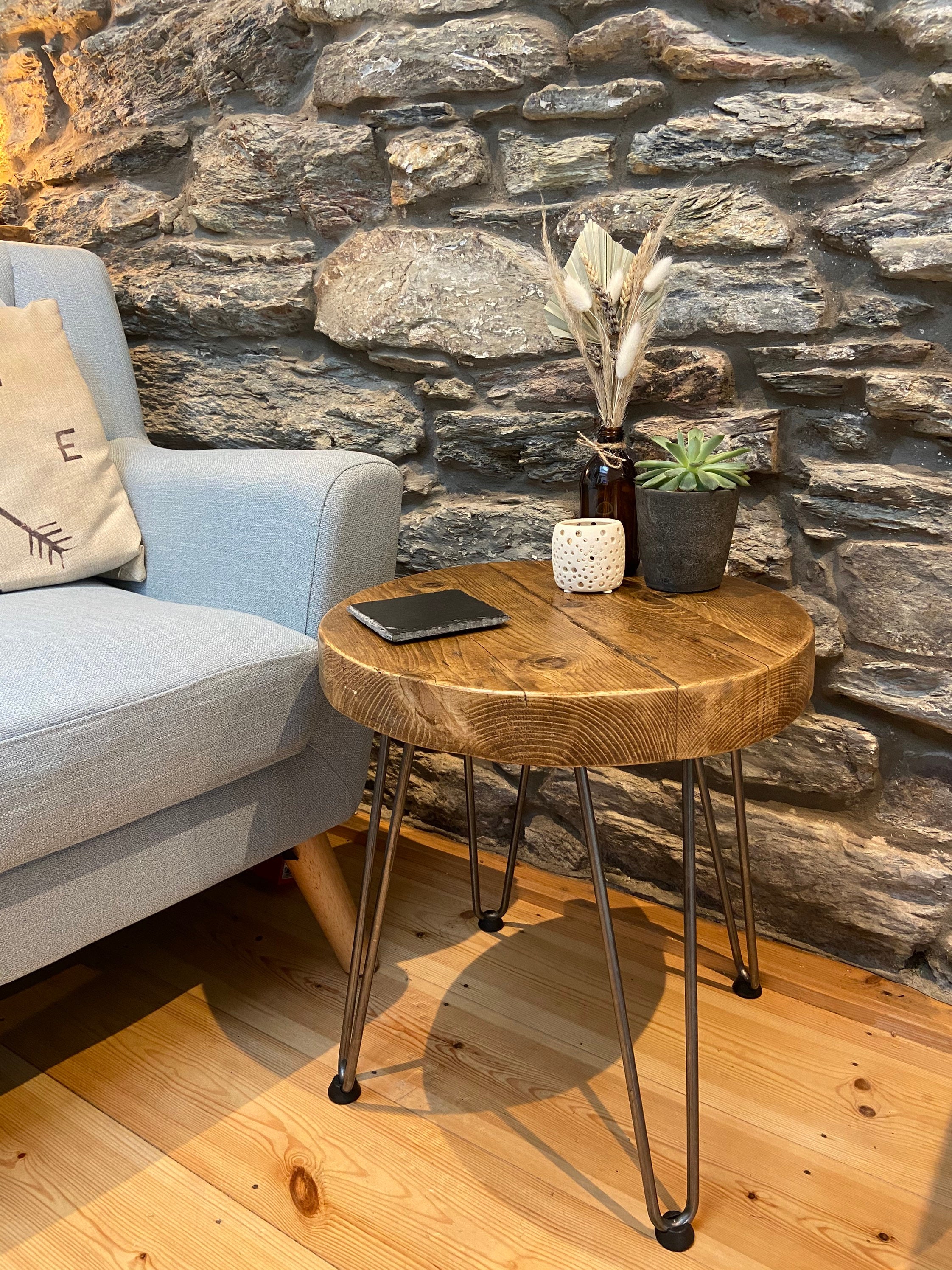 Handcrafted Rustic Wooden Round Side Table Furniture - Etsy UK