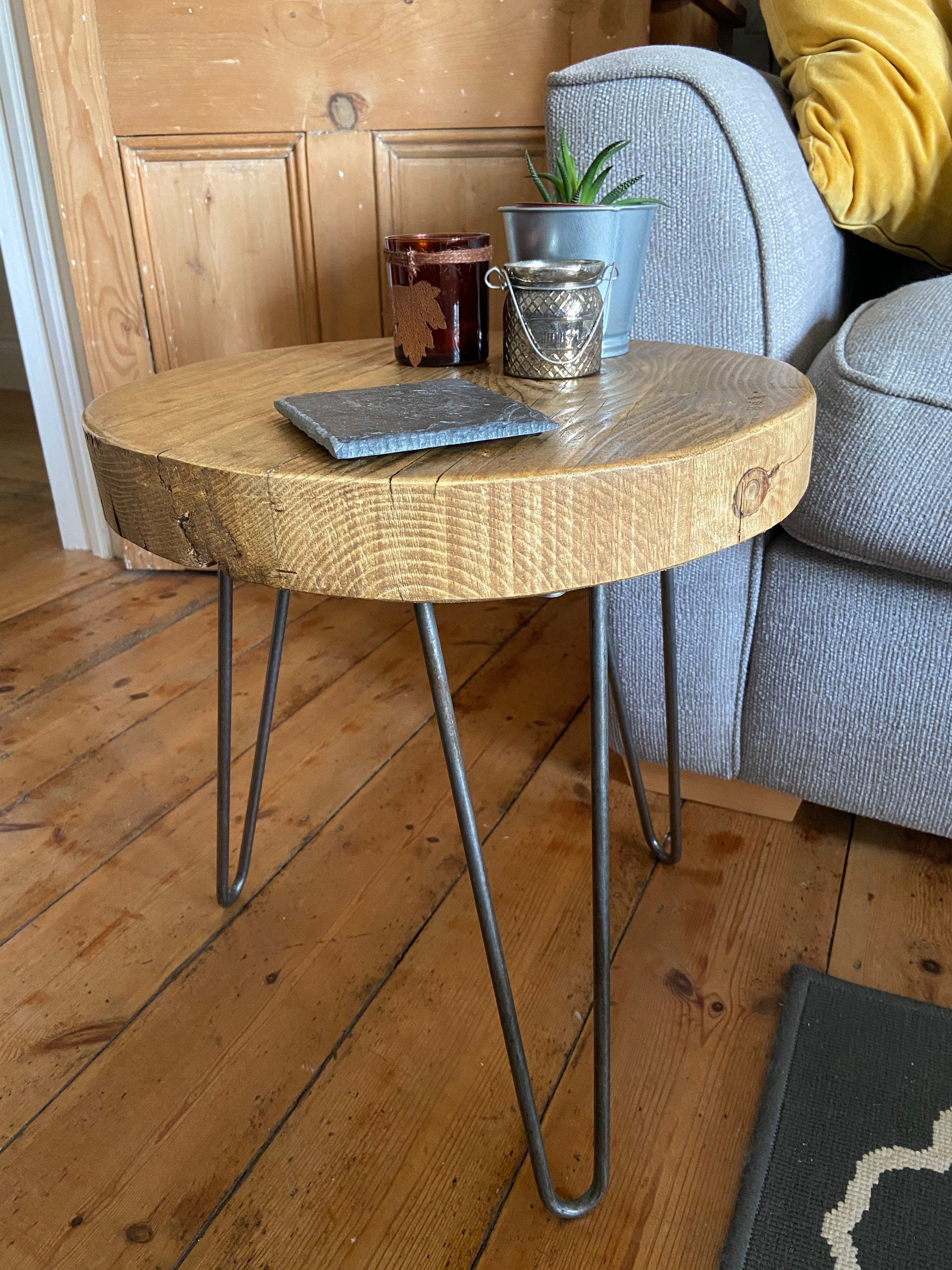 Handcrafted Rustic Wooden Round Side Table Furniture | Etsy UK