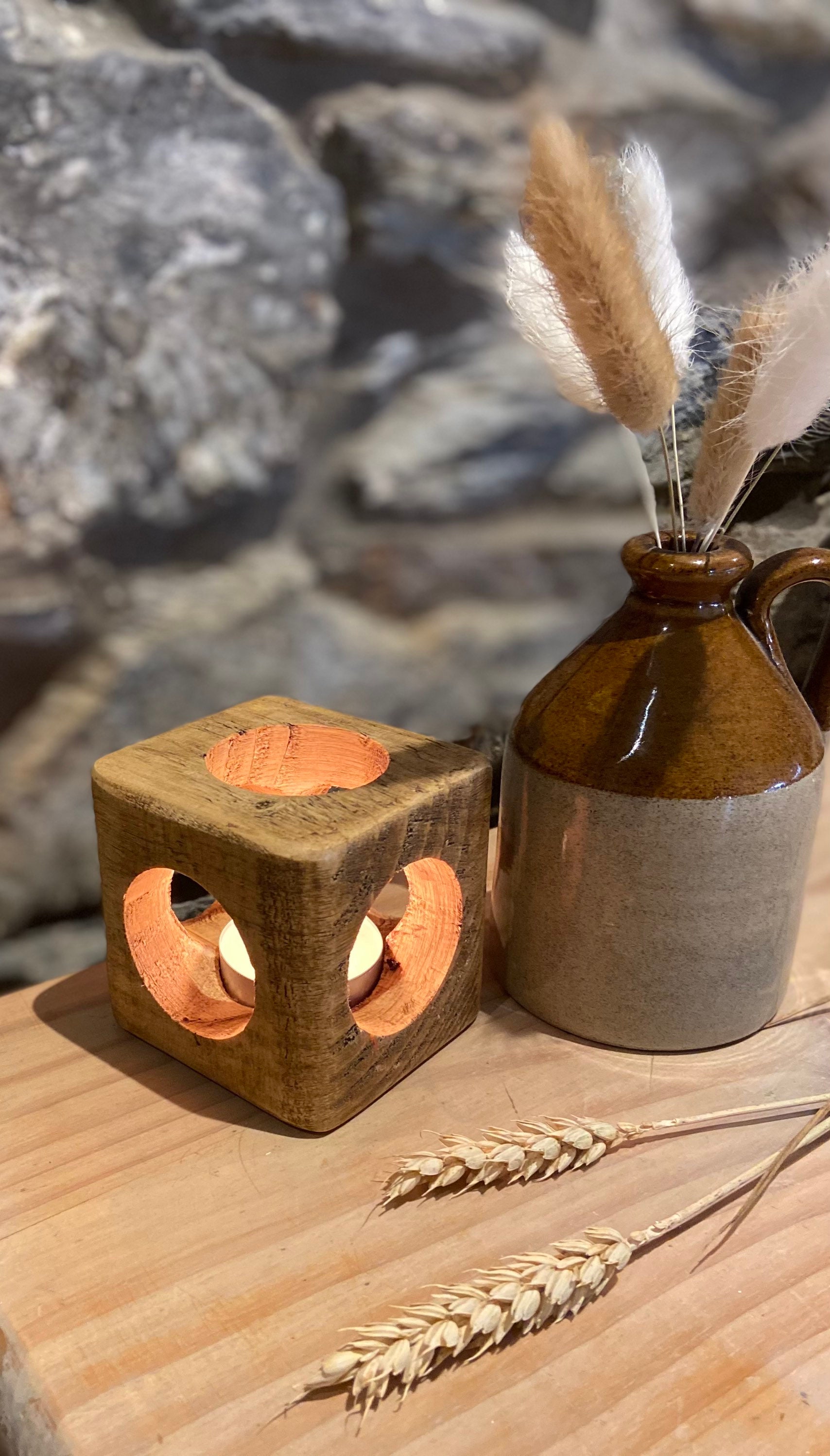 Handcrafted Rustic Cube Tealight Candleholder Wood | Etsy