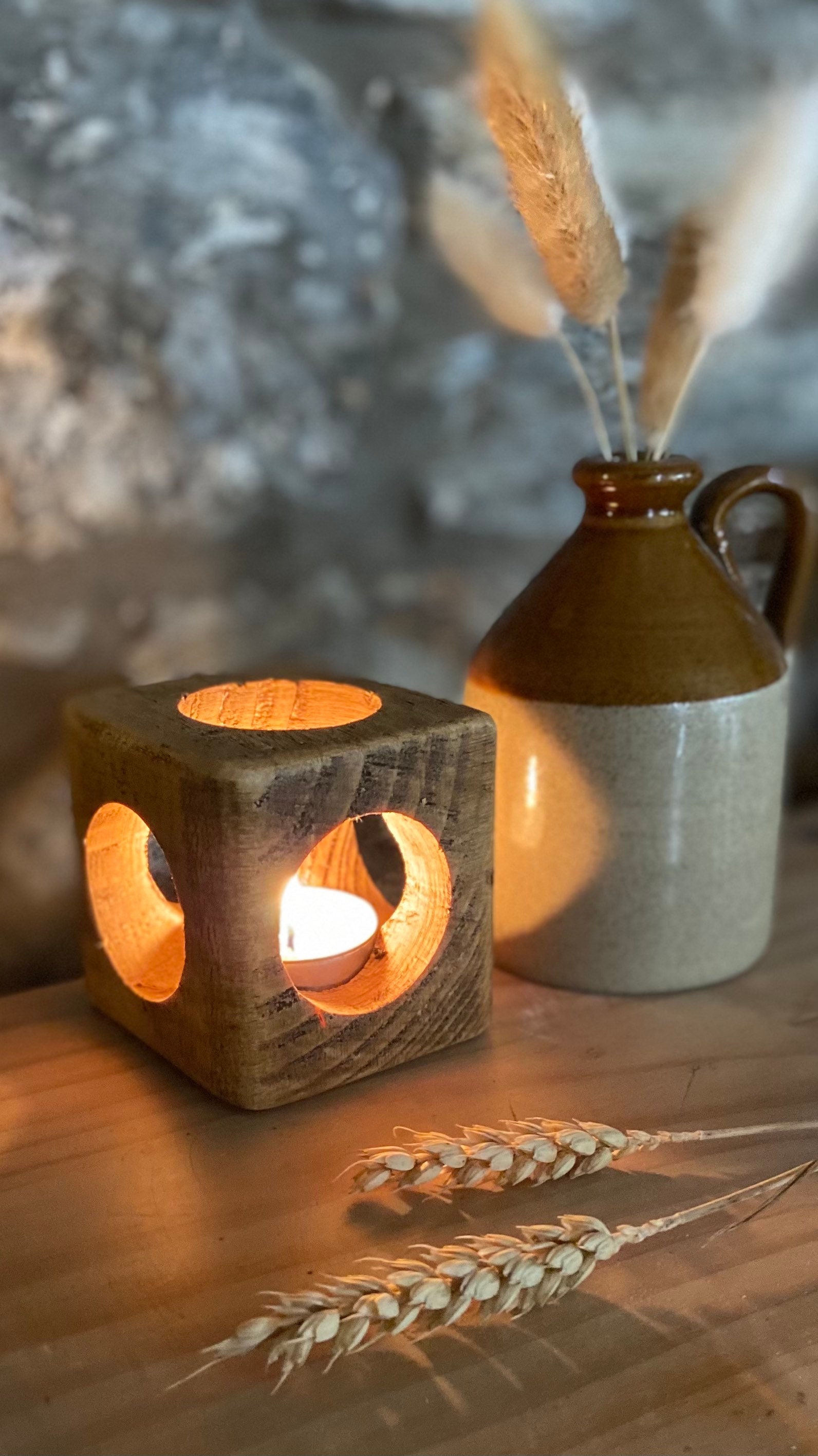 Handcrafted Rustic Cube Tealight Candleholder Wood | Etsy