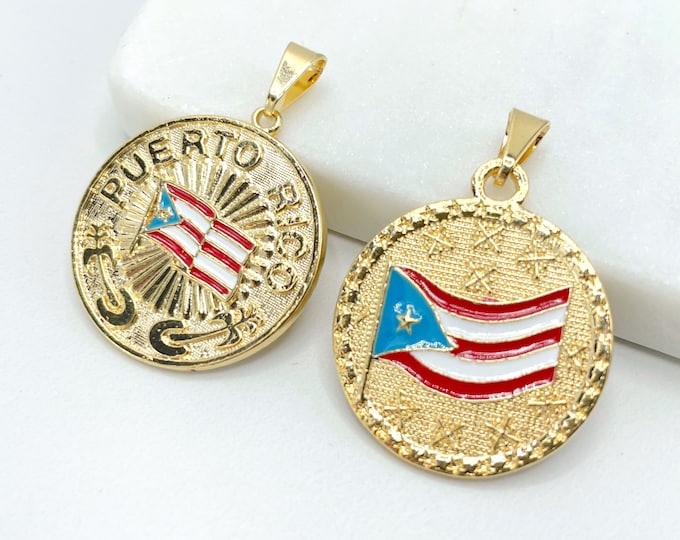 Gold Puerto Rico Medallion, 14k Heavy Plated Gold, High Quality Puerto ...