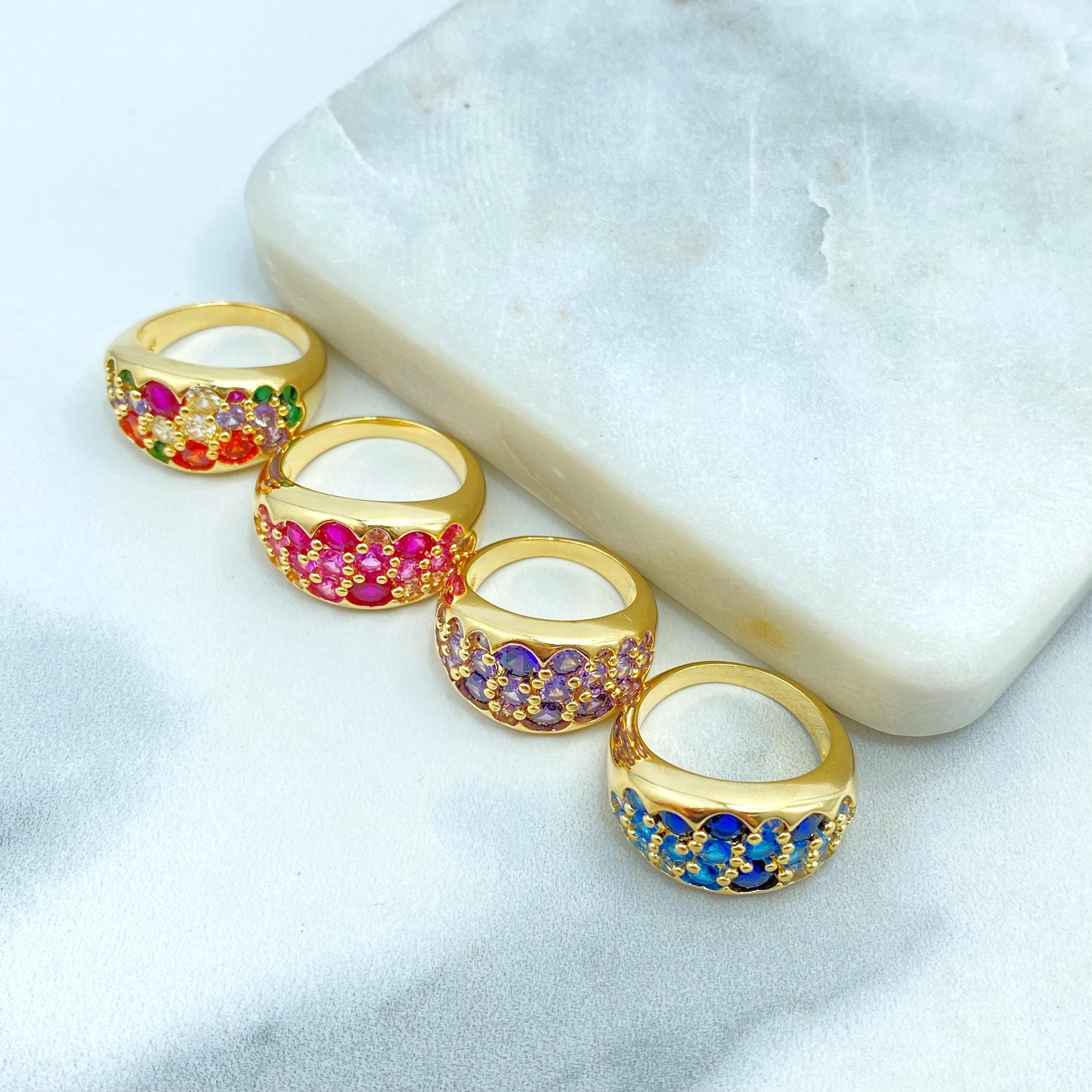 18k Gold Filled Multi Gemstone Ring, Colorful Gemstone Statement Ring ...