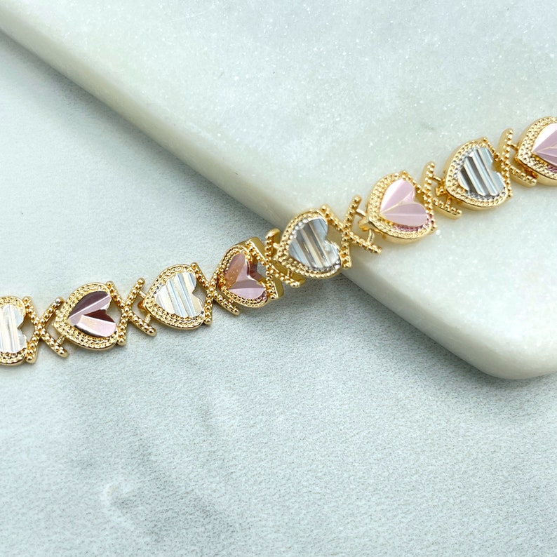 18k Gold Filled Tri-tone Xoxo Hearts Shape Linked Chain - Etsy