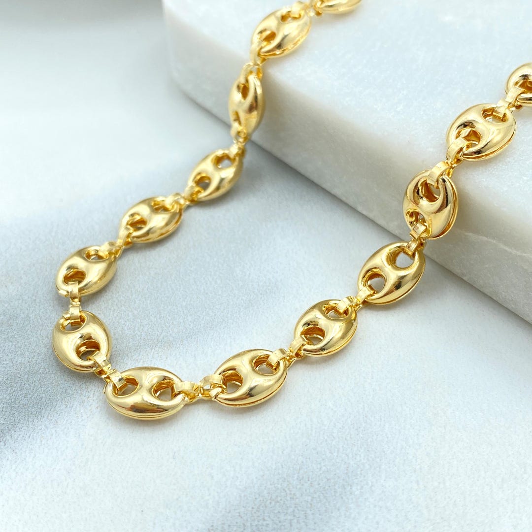 18k Gold Filled Puff Mariner Link Chain, Chunky Anchor Necklace ...