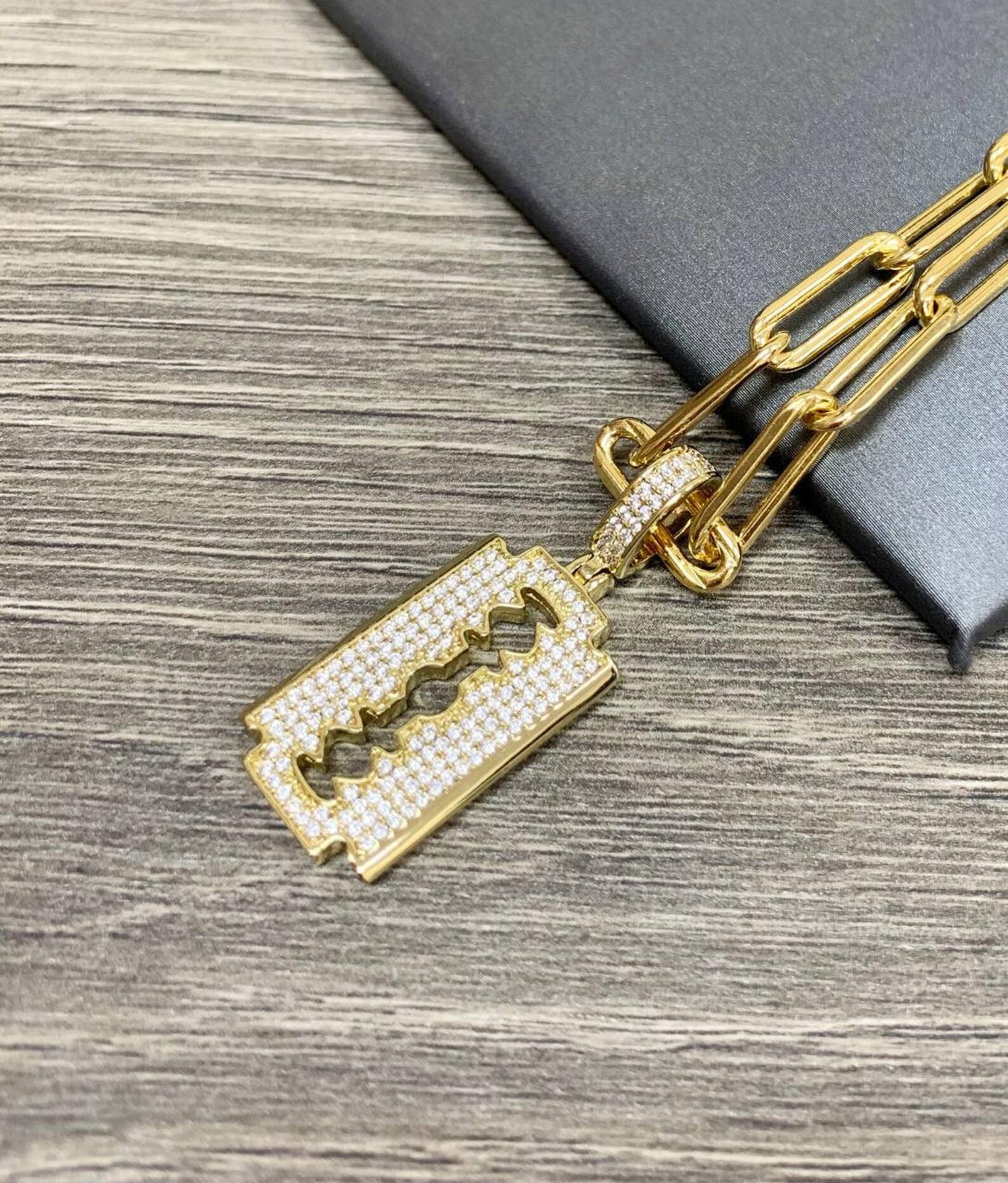 18k Gold Filled Fancy Micro Cubic Zirconia Razor Blade Charms - Etsy