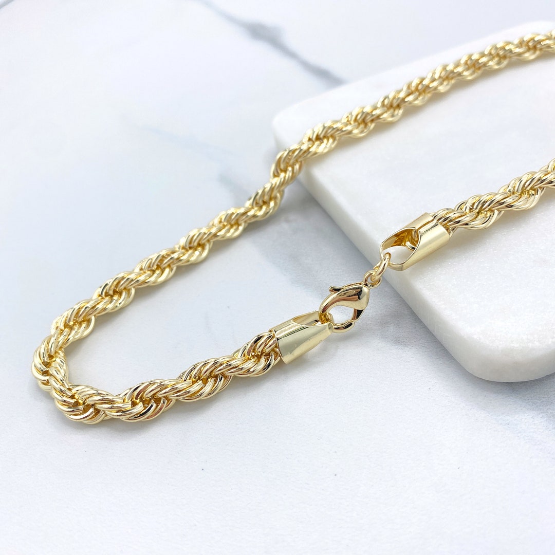 18k Gold Filled 7mm Thickness Rope Chain, Necklace, Bracelet or Anklet ...