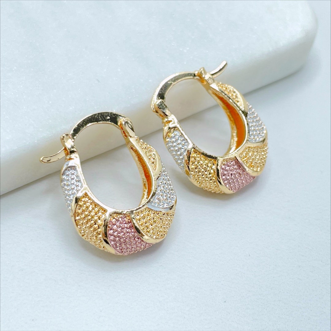 18k Gold Filled Tree Tone, Tree Color Texturized 18 Mm Basket Hoop ...
