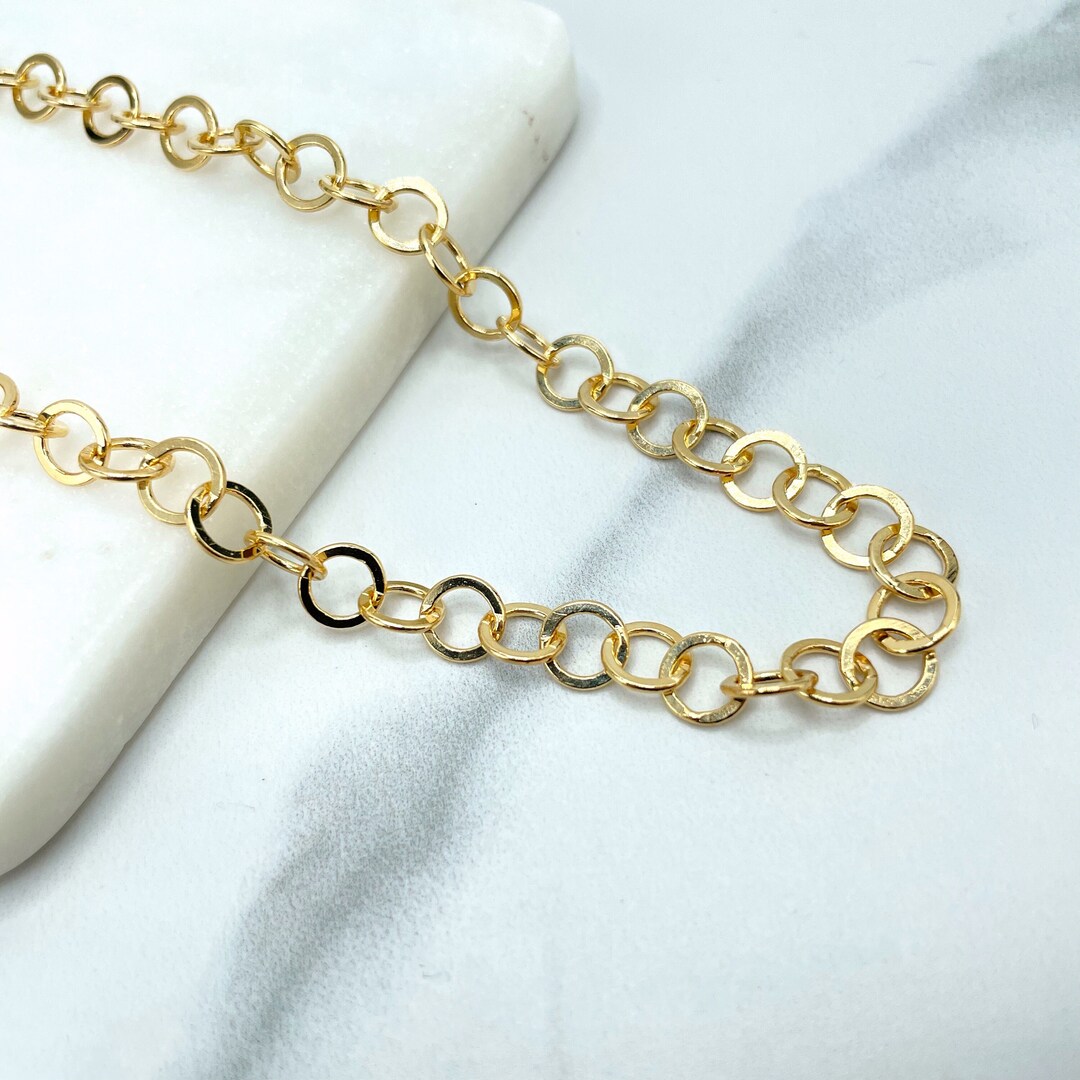 18K Gold Filled 2mm Circle Links Chain, Rolo Chain Necklace or Bracelet ...