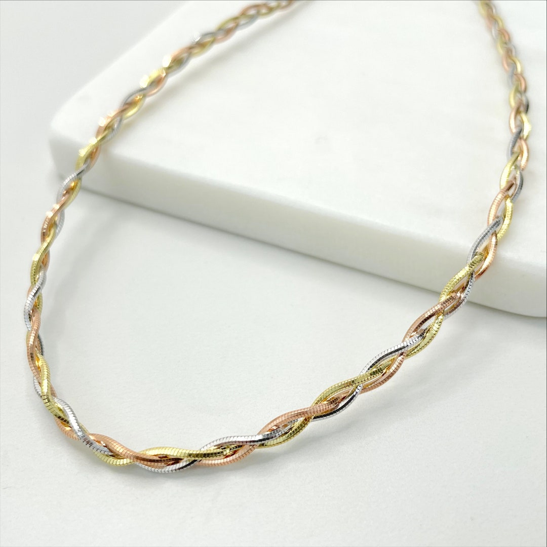 18k Gold Filled Three Tones Twisted Chain, Choker Wholesale Jewelry ...