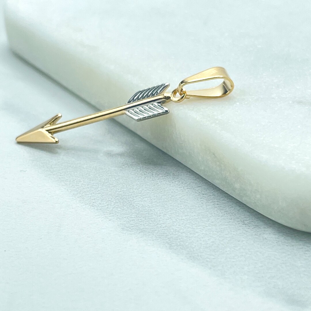 18k Gold Filled Two Tone Arrow Shape Charms Pendant, Cupid Arrow Charms ...