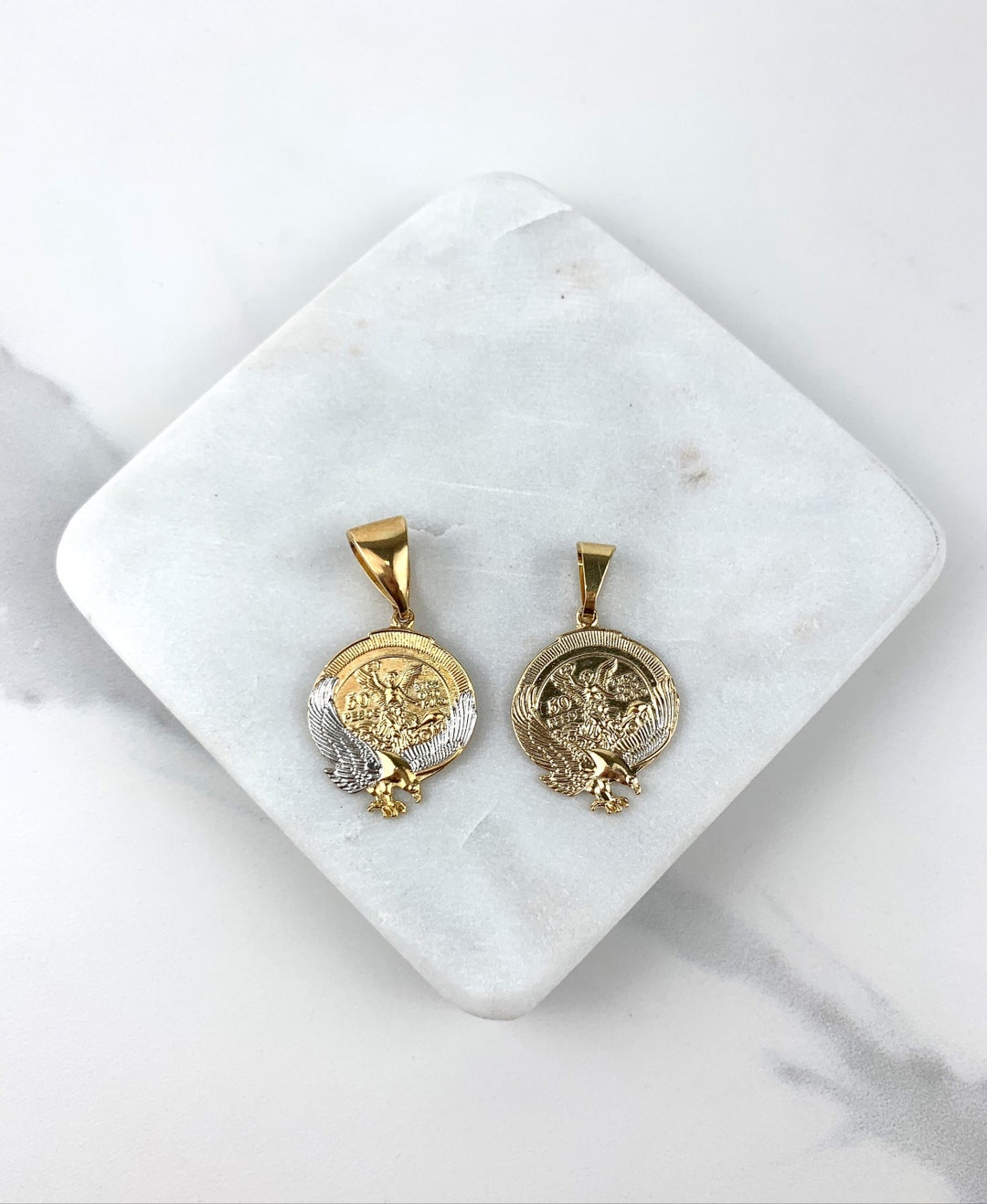 18k Gold Filled Fancy Eagle Fly Coin Pendant Wholesale Jewelry Supplies ...