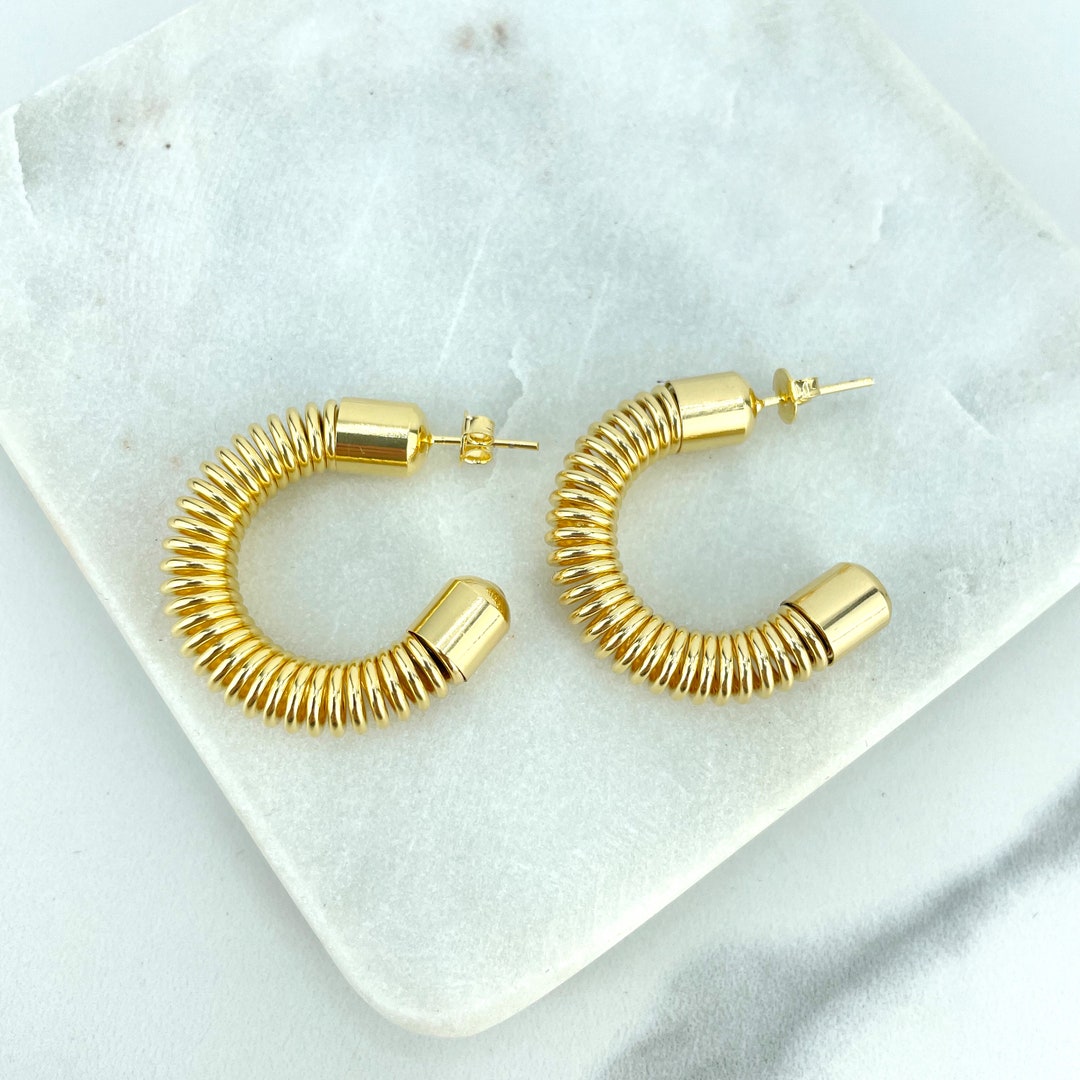 18k Gold Filled Coiled C-hoop Earrings, Spiral Earstuds, Wholesale ...